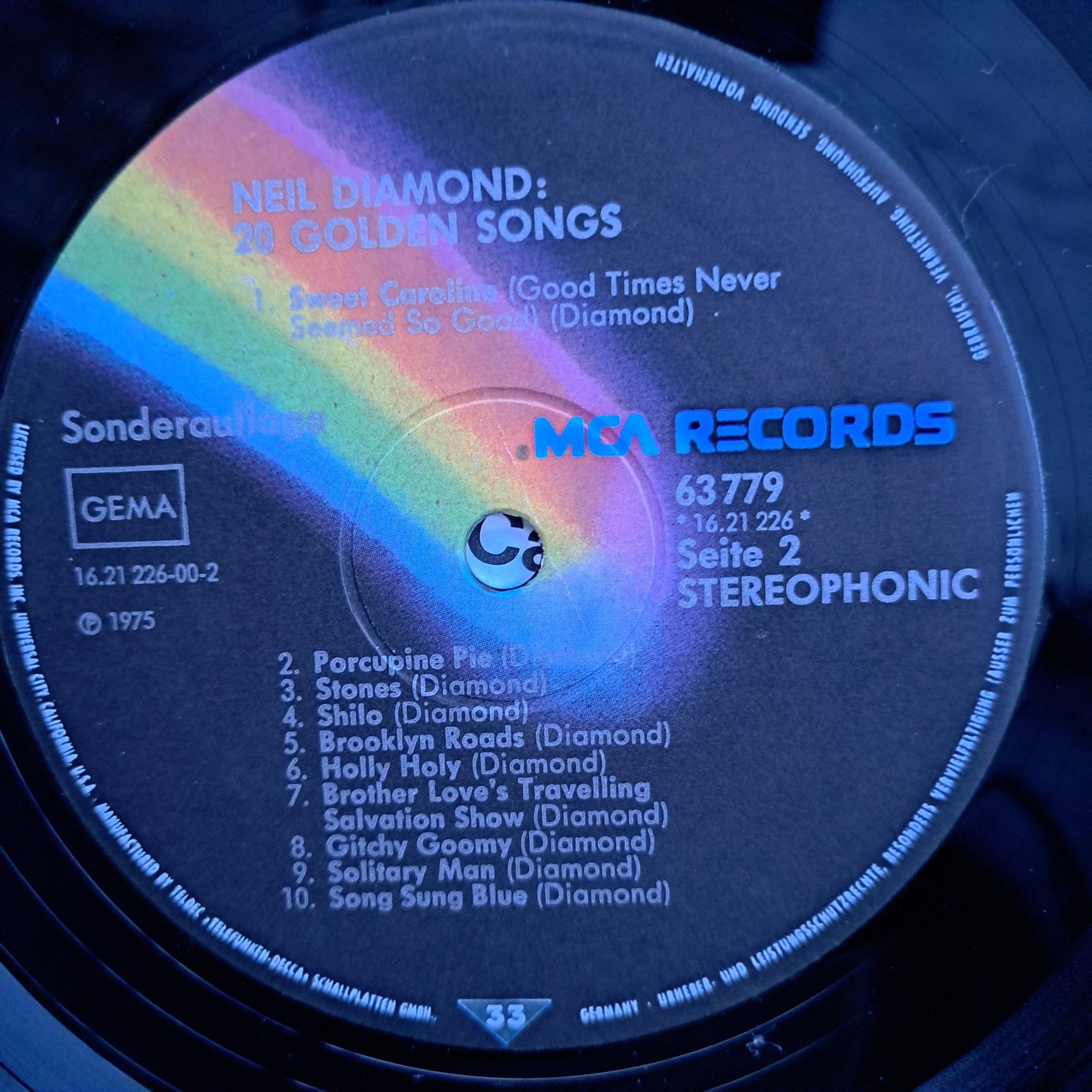 Neil Diamond – 20 Golden Songs Disc VINIL LP VG – Hifi Audio Mix
