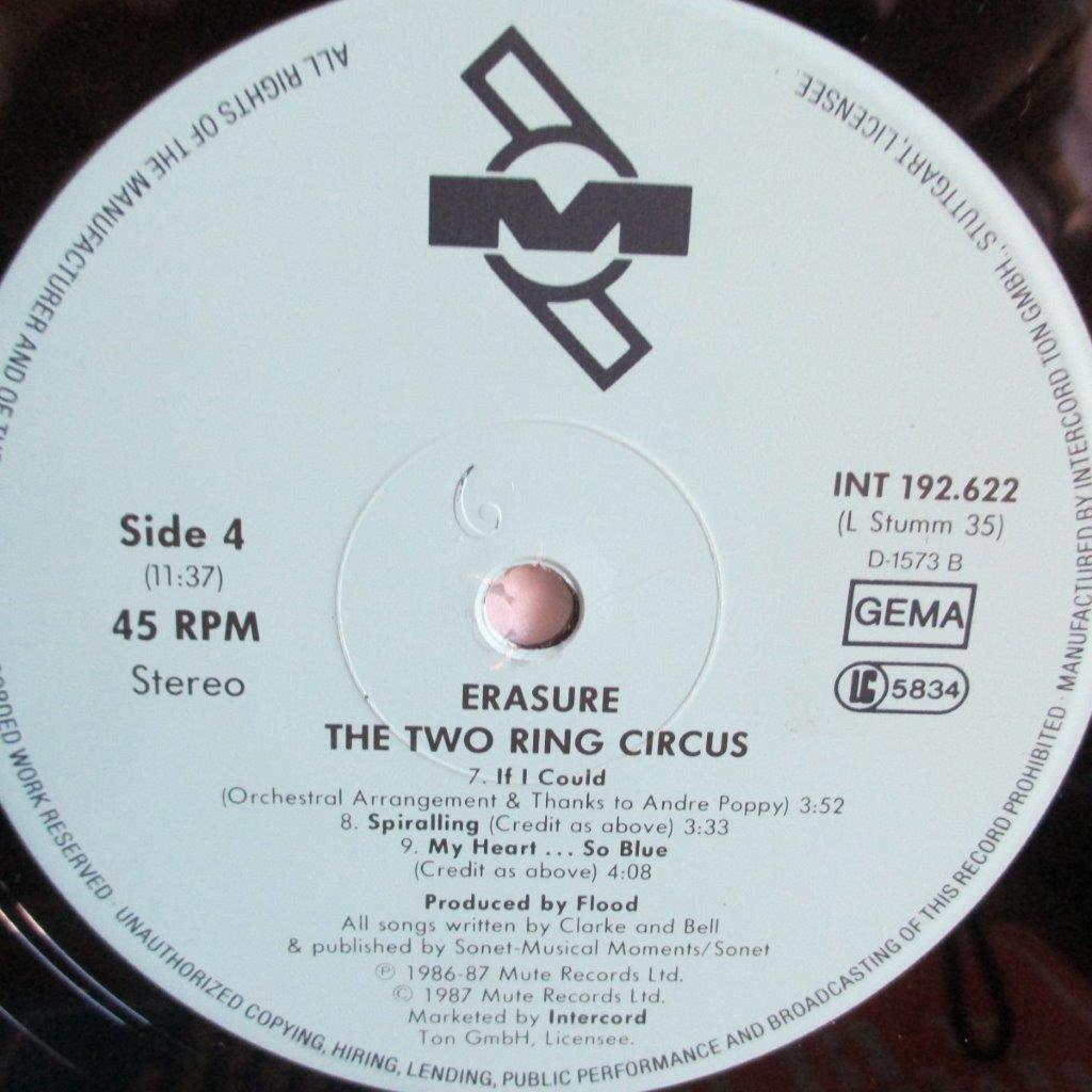 Erasure – The Two Ring Circus 2 x 12″, 45 RPM – Hifi Audio Mix